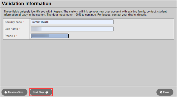 Create an Aspen account with an email link